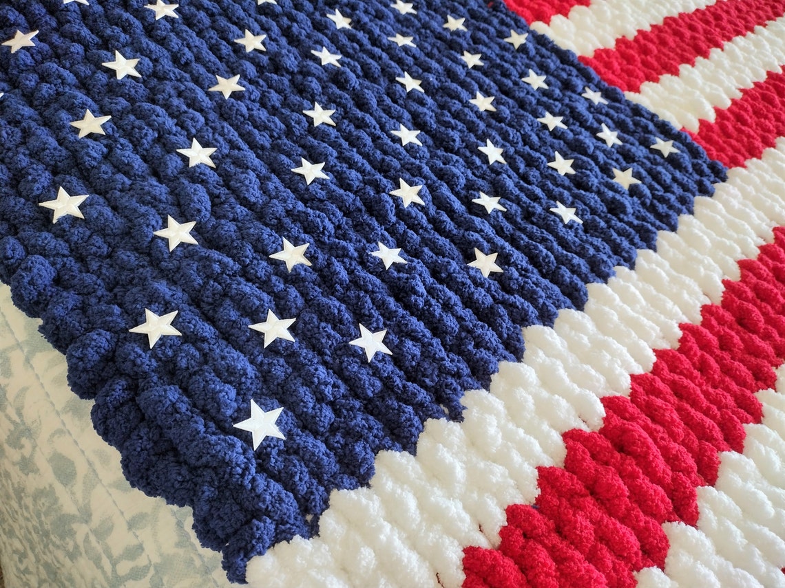 American Flag Knitting Pattern and Tutorial Instructions for Bulky Yarn ...