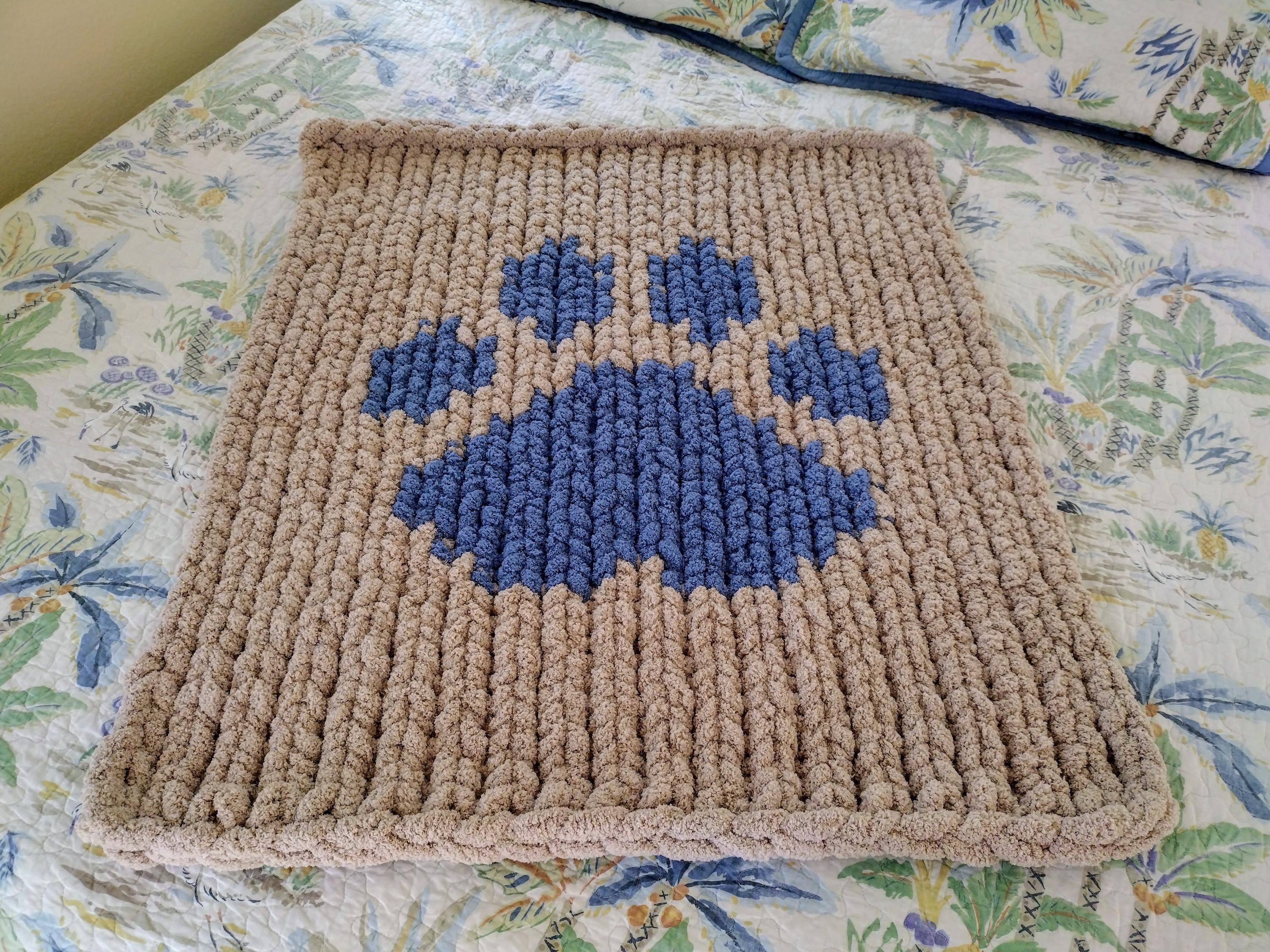 Paw Print Knitting Pattern and Tutorial Instructions, Chunky Knit ...