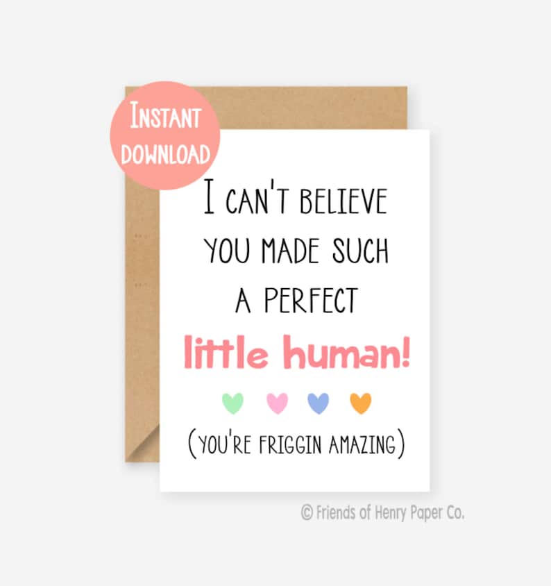 Printable Card Funny New Baby Card Perfect Baby Card Funny - Etsy