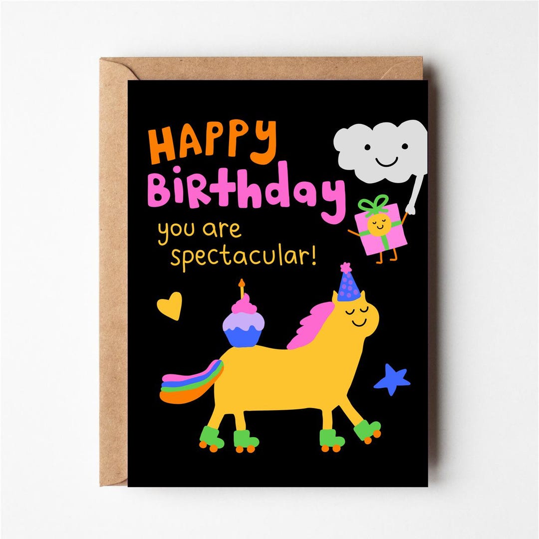 You Are Spectacular, Kids Birthday Card, Funny Birthday Card, Pony ...