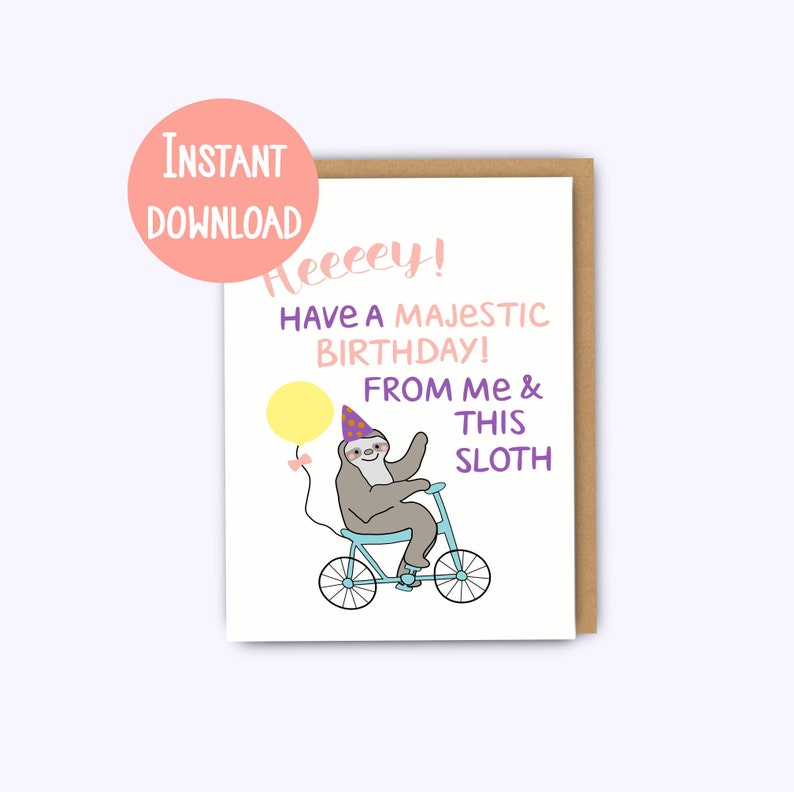 Printable Funny Sloth Card Funny Birthday Card Sloth Funny - Etsy