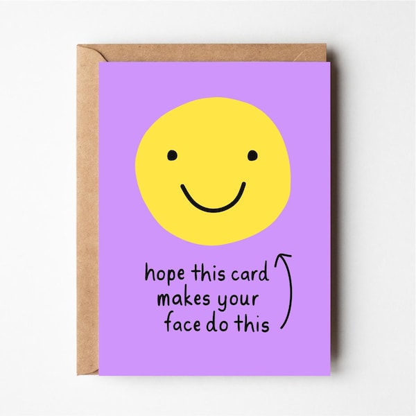 Smiley Face Card - Etsy