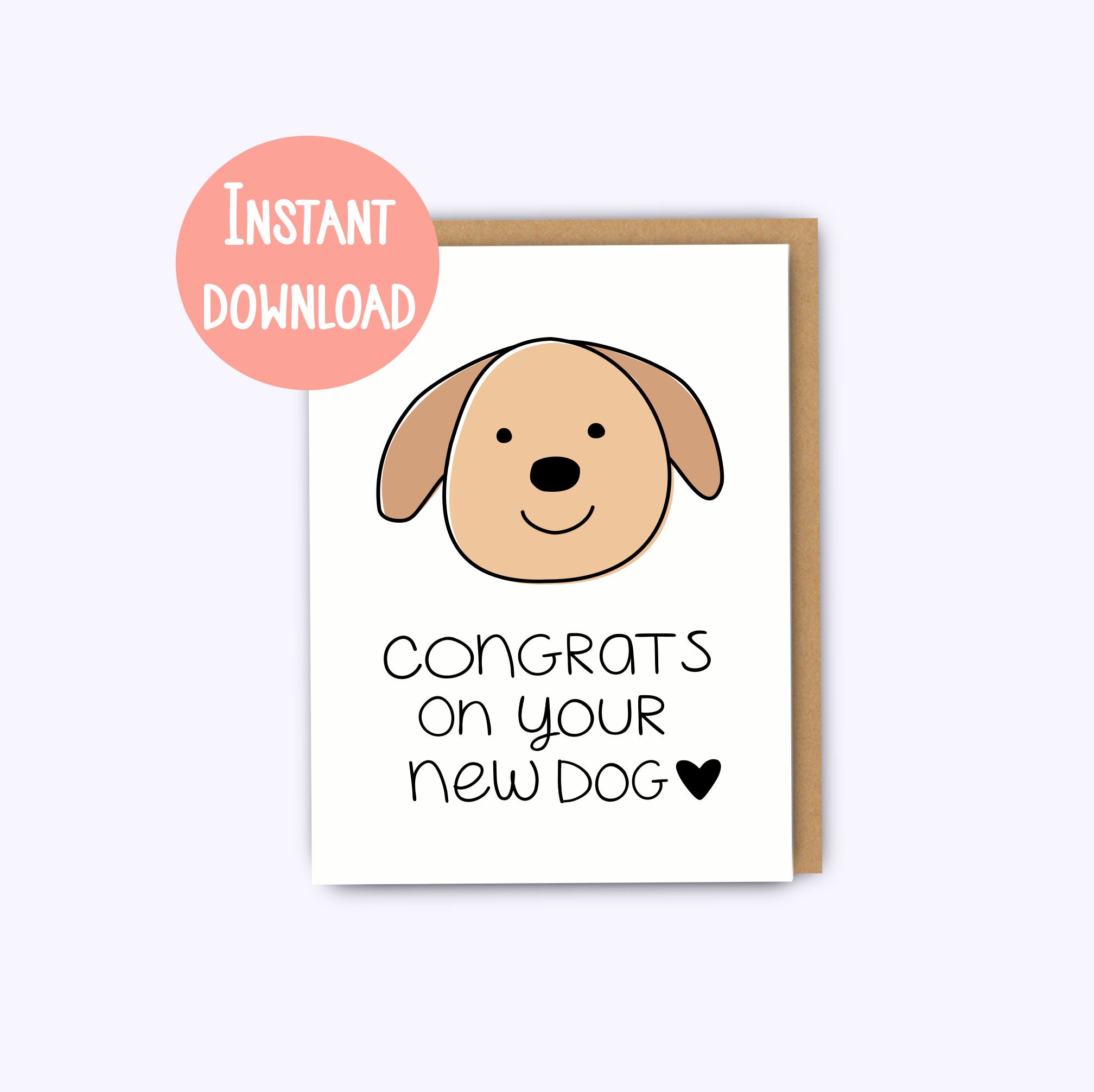 Printable Card, New Dog Card, Puppy Card, Congrats Card, Fur Baby Card ...