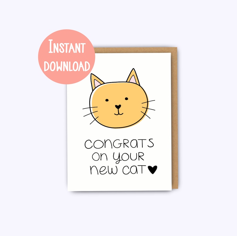 Printable Card, New Cat Card, Kitten Card, Congrats Card, Funny Baby ...
