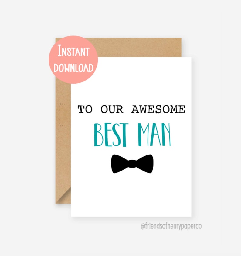 Printable Card Best Man Card Best Man Thank You Wedding - Etsy