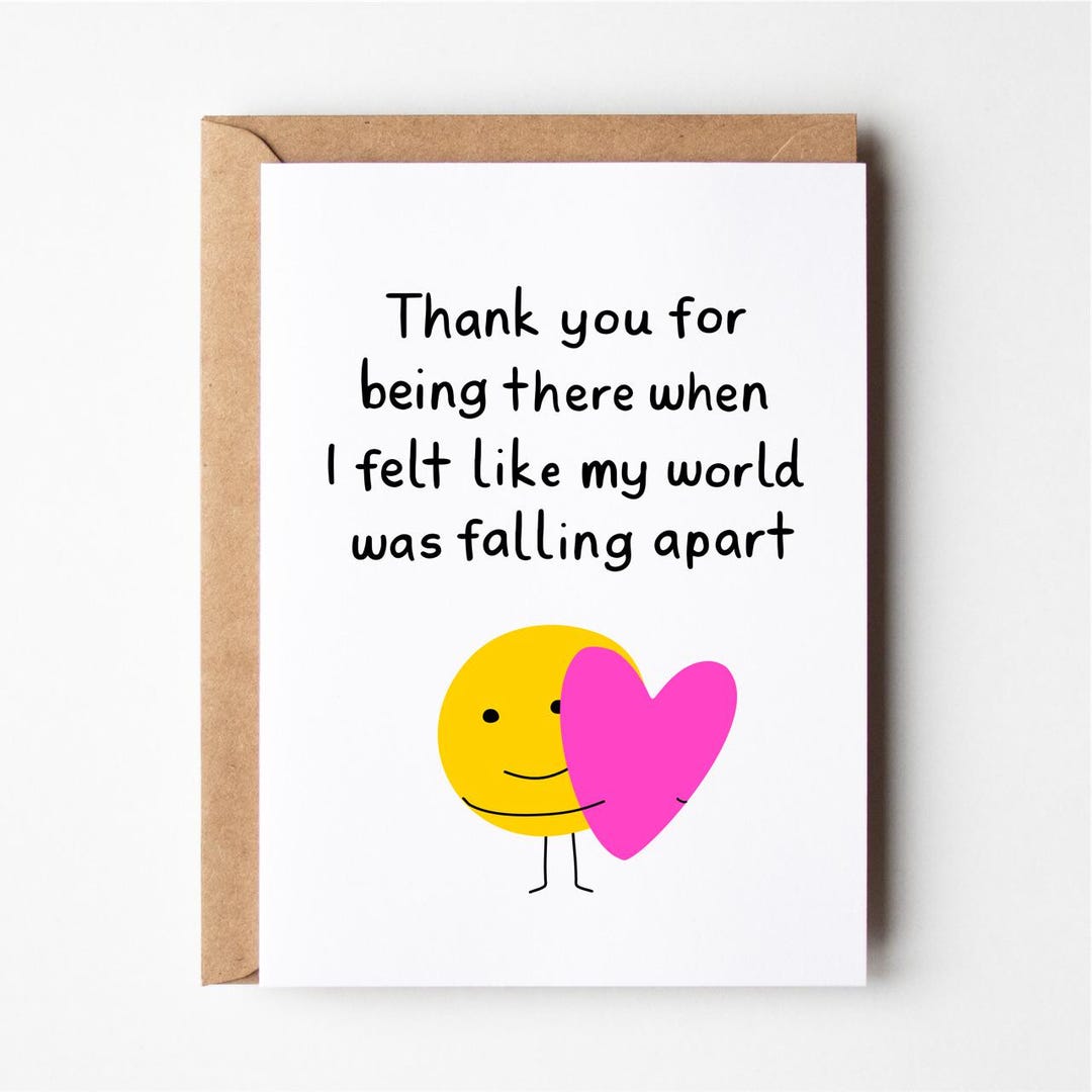 Thank You Card, for Being There Card, Friendship Card, Cute Thank You ...