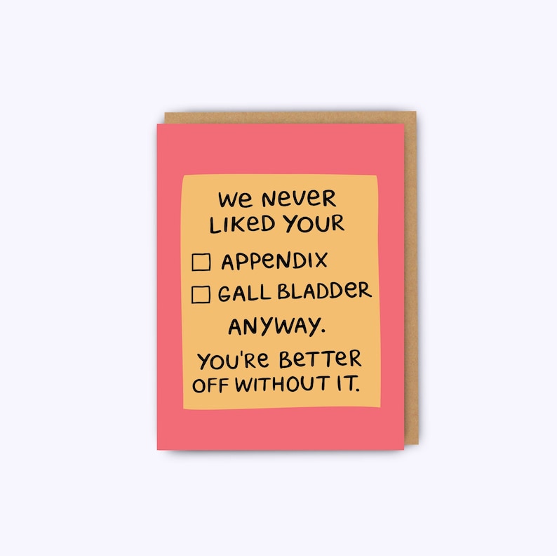Appendix Sympathy Card Gall Bladder Card Funny Get Well - Etsy