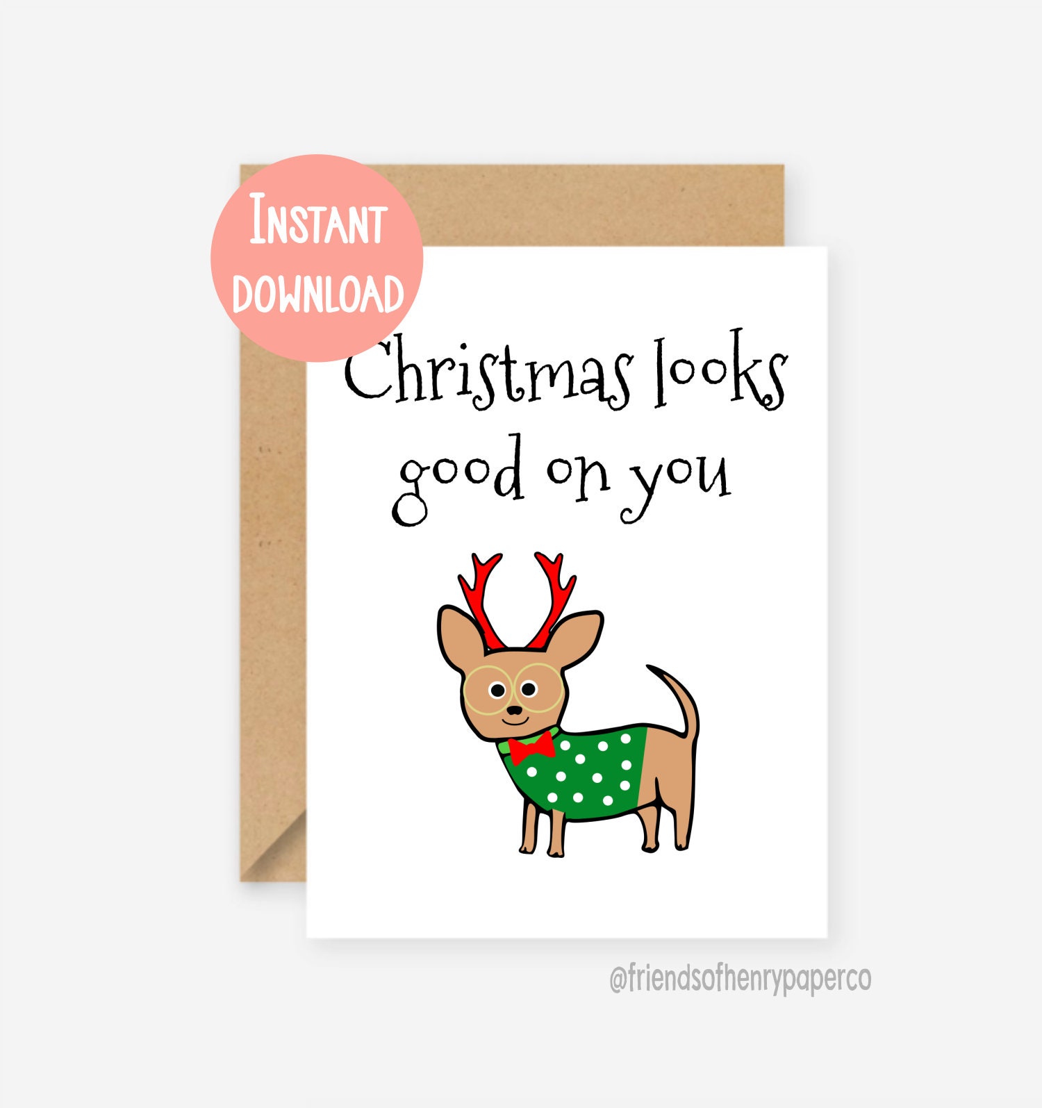 Printable Christmas Card Funny Christmas Card Dog Christmas - Etsy