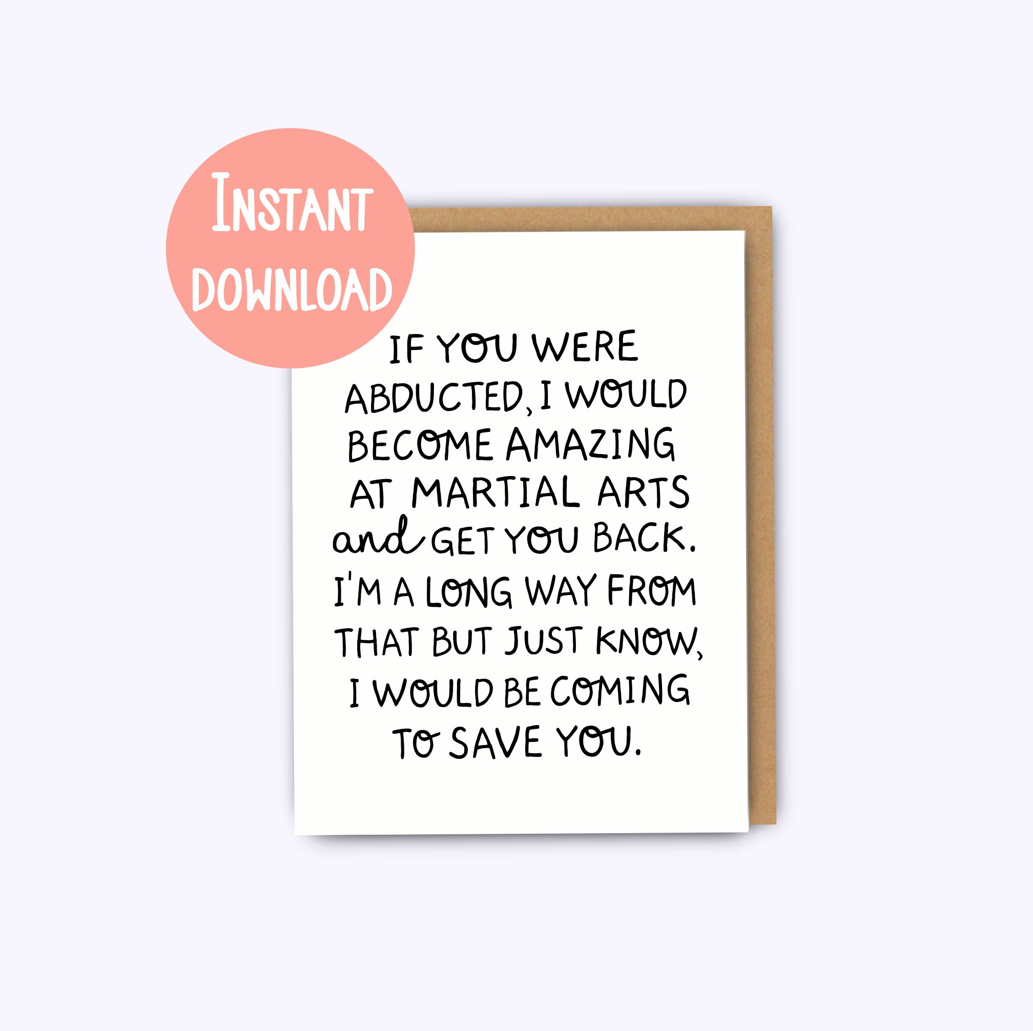 Printable Martial Arts Card Funny Birthday Card Anniversary - Etsy