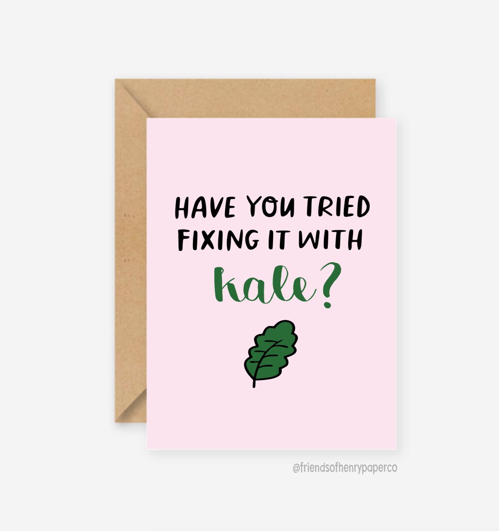 Sympathy Card, Funny Get Well Card, Kale, Get Well Soon, Feel Better ...