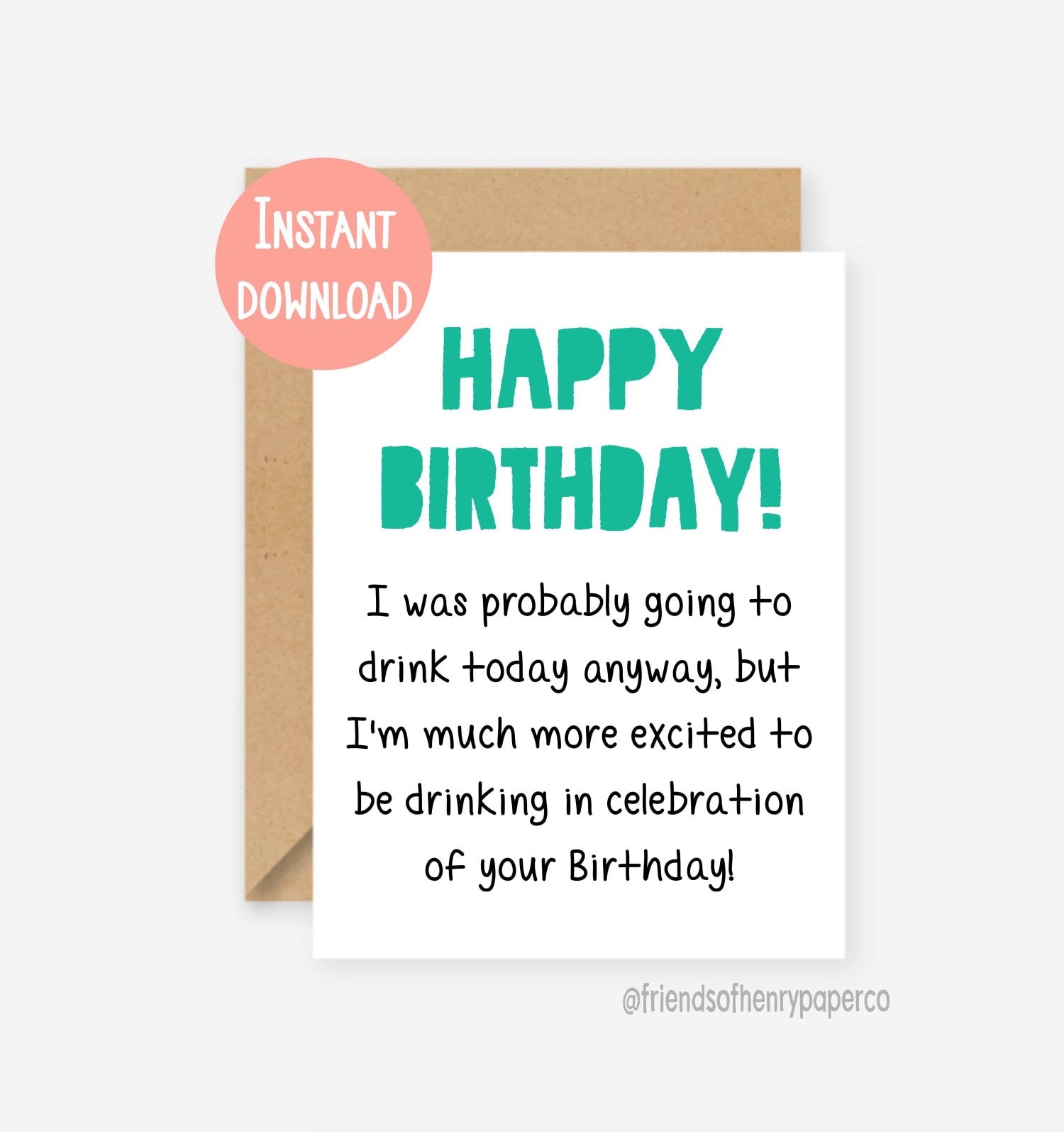 Printable Card Funny Birthday Card Drinking Card Alcohol - Etsy
