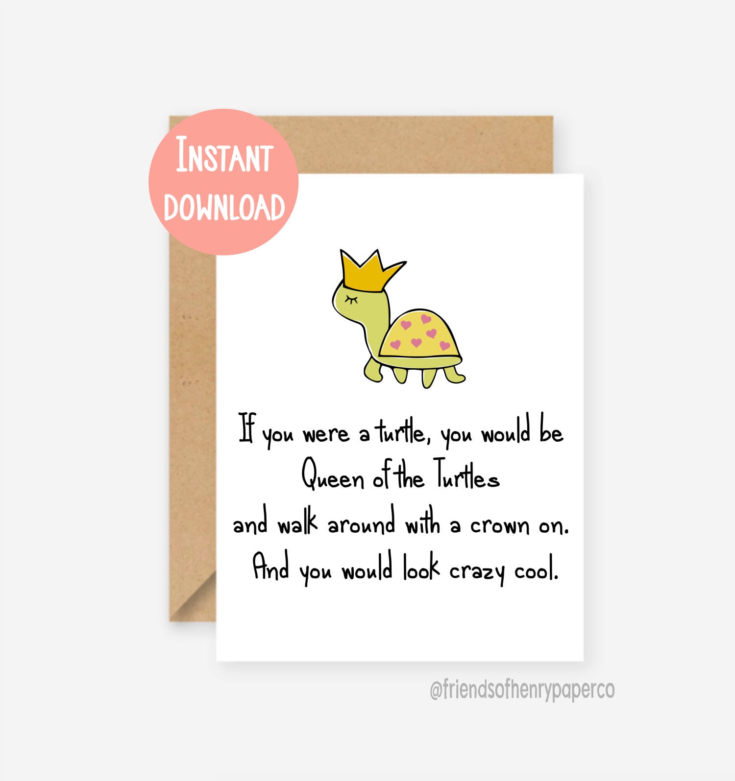 Printable Turtle Card Funny Birthday Card Funny Anniversary - Etsy