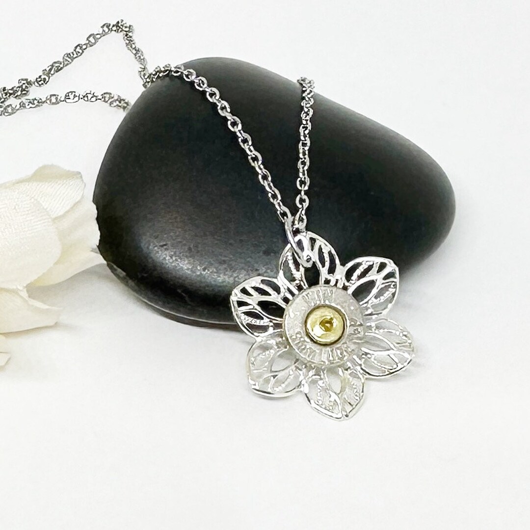 Dainty Flower Bullet Birthstone Necklace for Women , Ammo Jewelry Gift ...