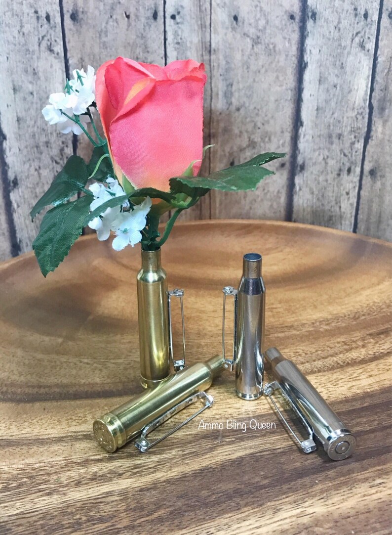 Bullet Boutonnière in Brass or Nickel Options Wrapped in Color - Etsy