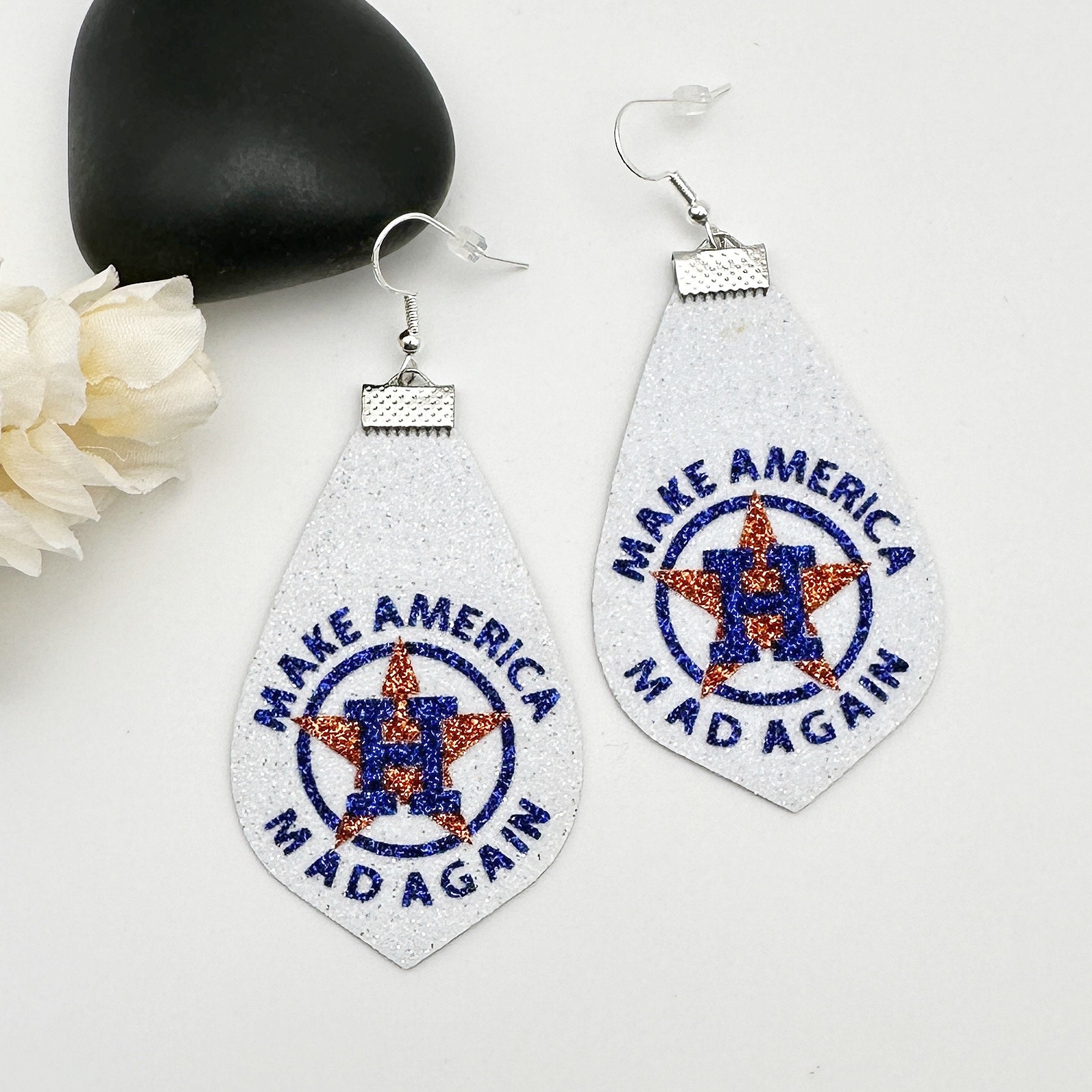 Houston Make America Mad Again Texas Star Orange Faux Leather Glitter ...