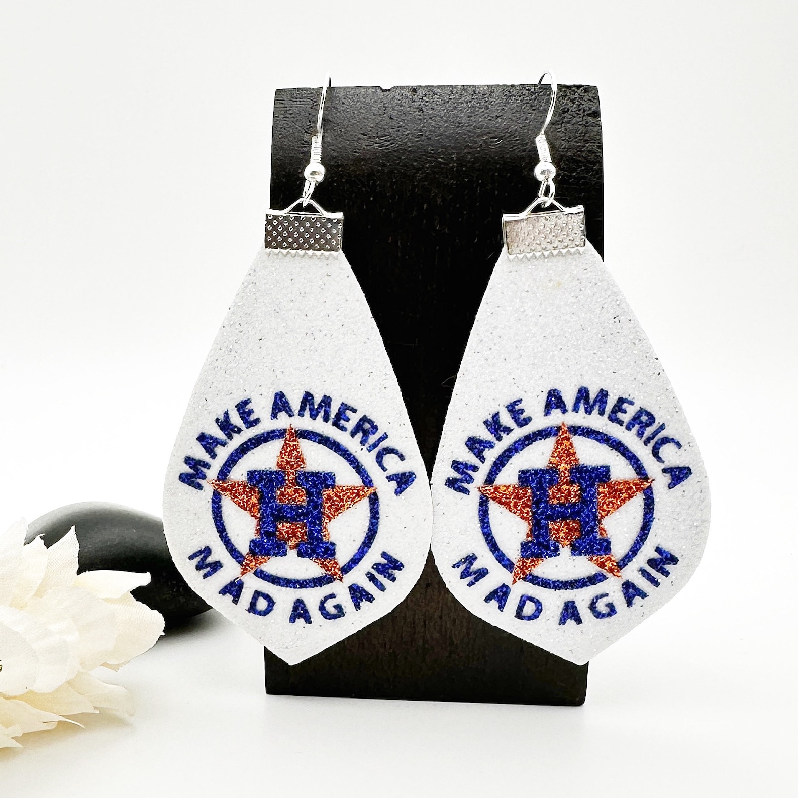 Houston Make America Mad Again Texas Star Orange Faux Leather Glitter ...