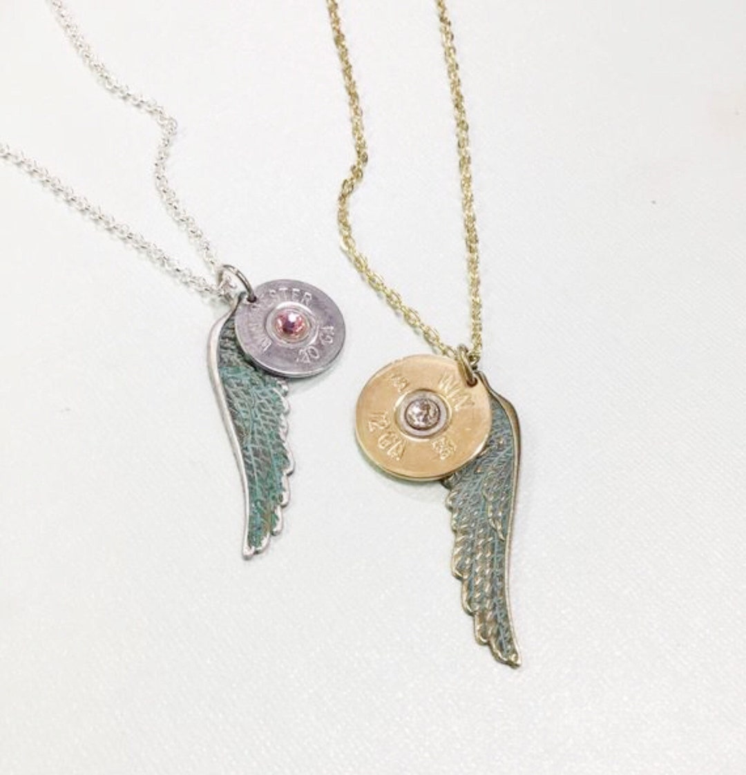 Angel Wing Shotgun Shell Pendant Necklace , Womens Jewelry Gifts ...