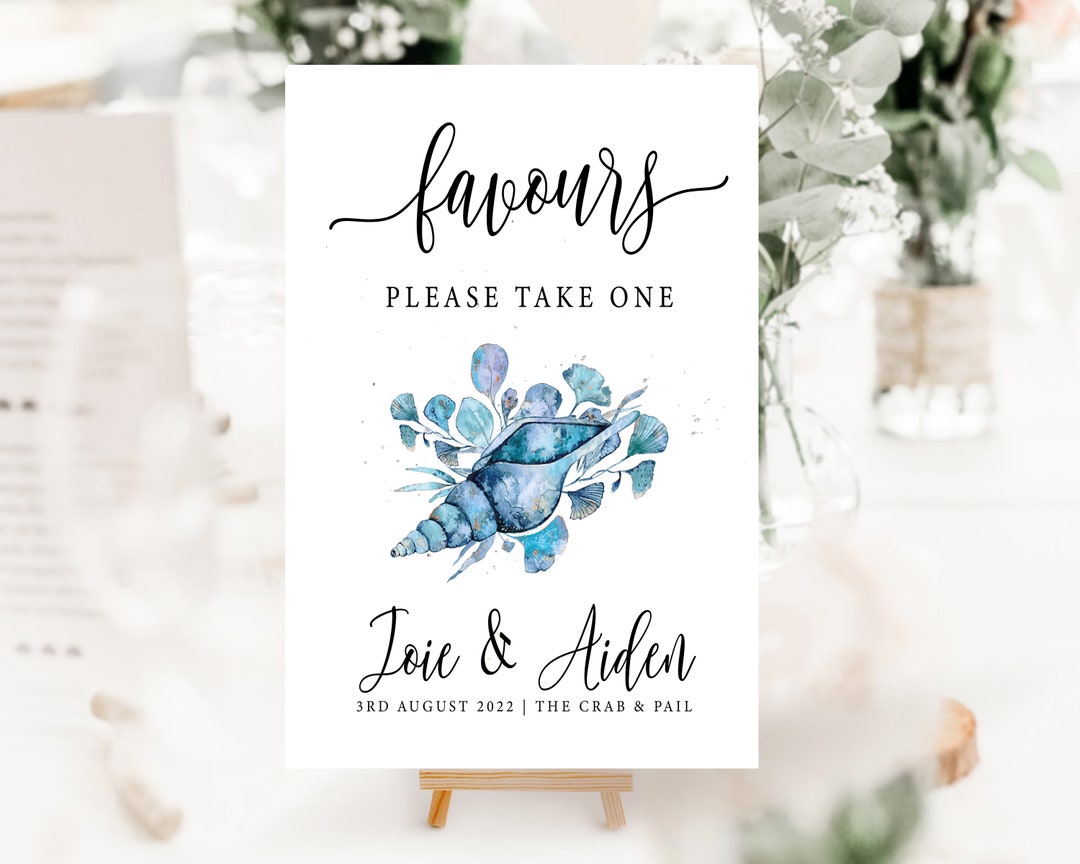 PRINTED Ocean Themed Wedding Table Signs Photo Guest Book, Favour Sign ...