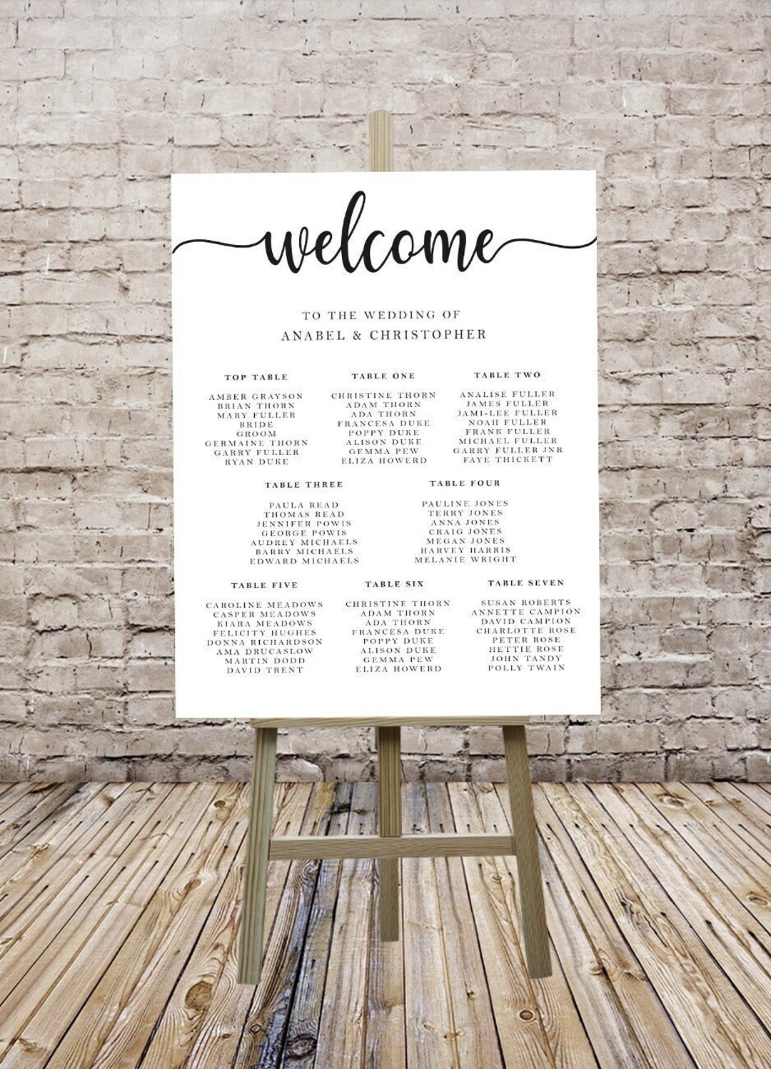 PRINTED Personalised Table Plan Poster or Foamex Board. Simple and ...