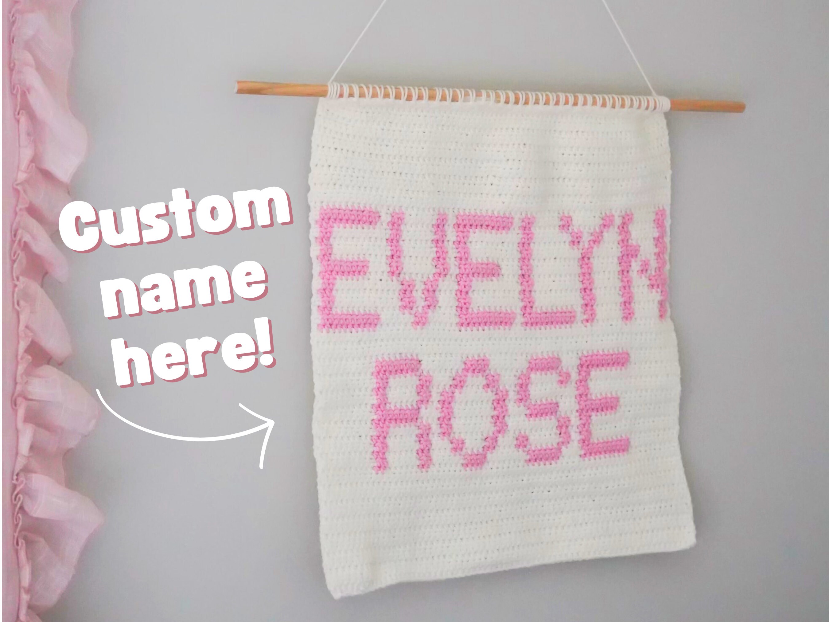 Custom Crochet Name Tapestry, Handmade Name Sign for Nursery, Newborns ...