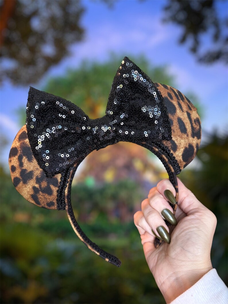 Leopard Print Minnie Ears, Safari Animal Kingdom Mickey Ear Headband - Etsy