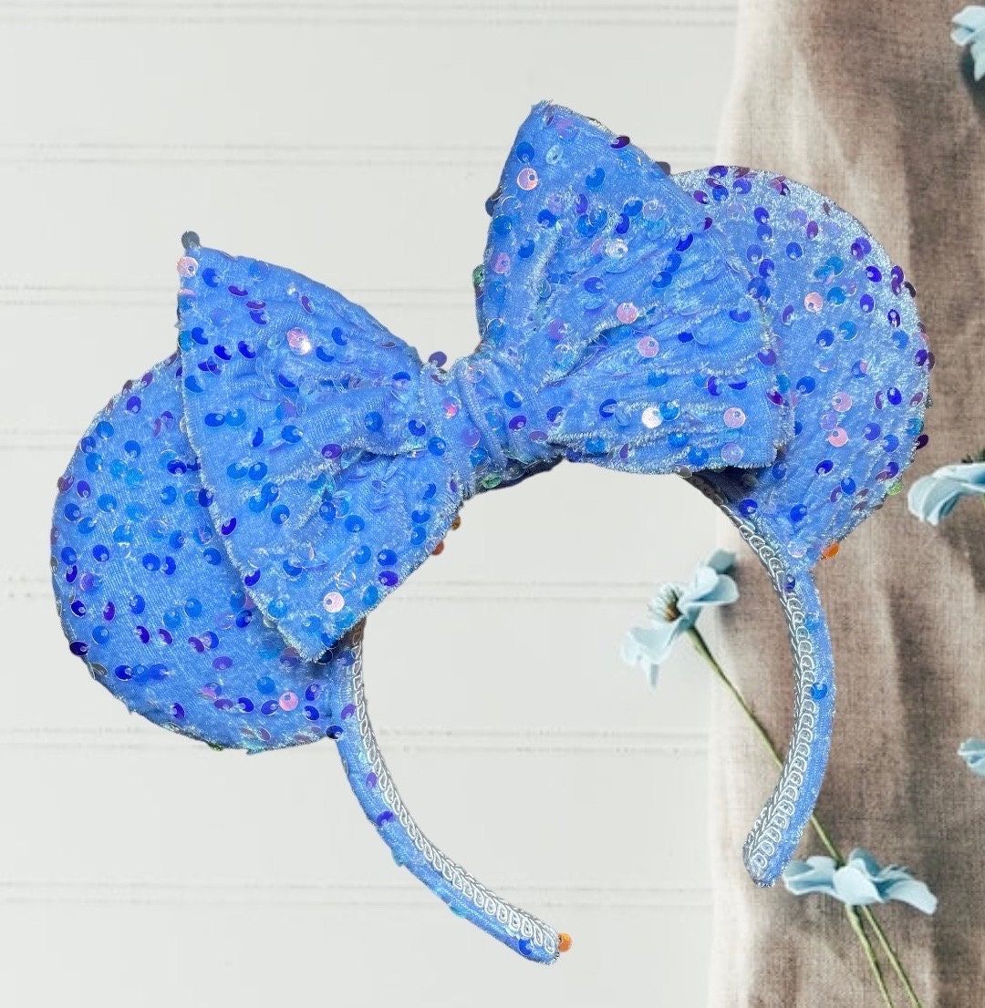 Light Blue Sequin Velvet Mickey Ears Sequin Ears Velvet - Etsy