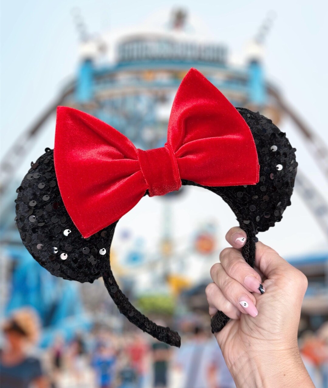 Black and Red Classic Sequin Velvet Mickey Ears - Etsy