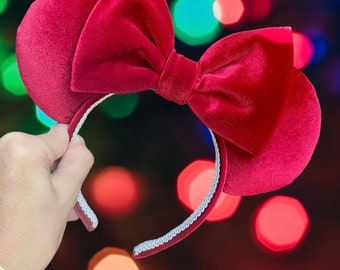 Red Velvet Minnie Ears, Holiday Minnie Ears, Christmas Minnie Ears ...