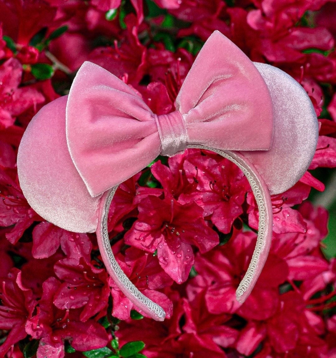 Light Pink Velvet Mickey Ear, Pink Minnie Ears, Soft Ears, Velvet Ears ...