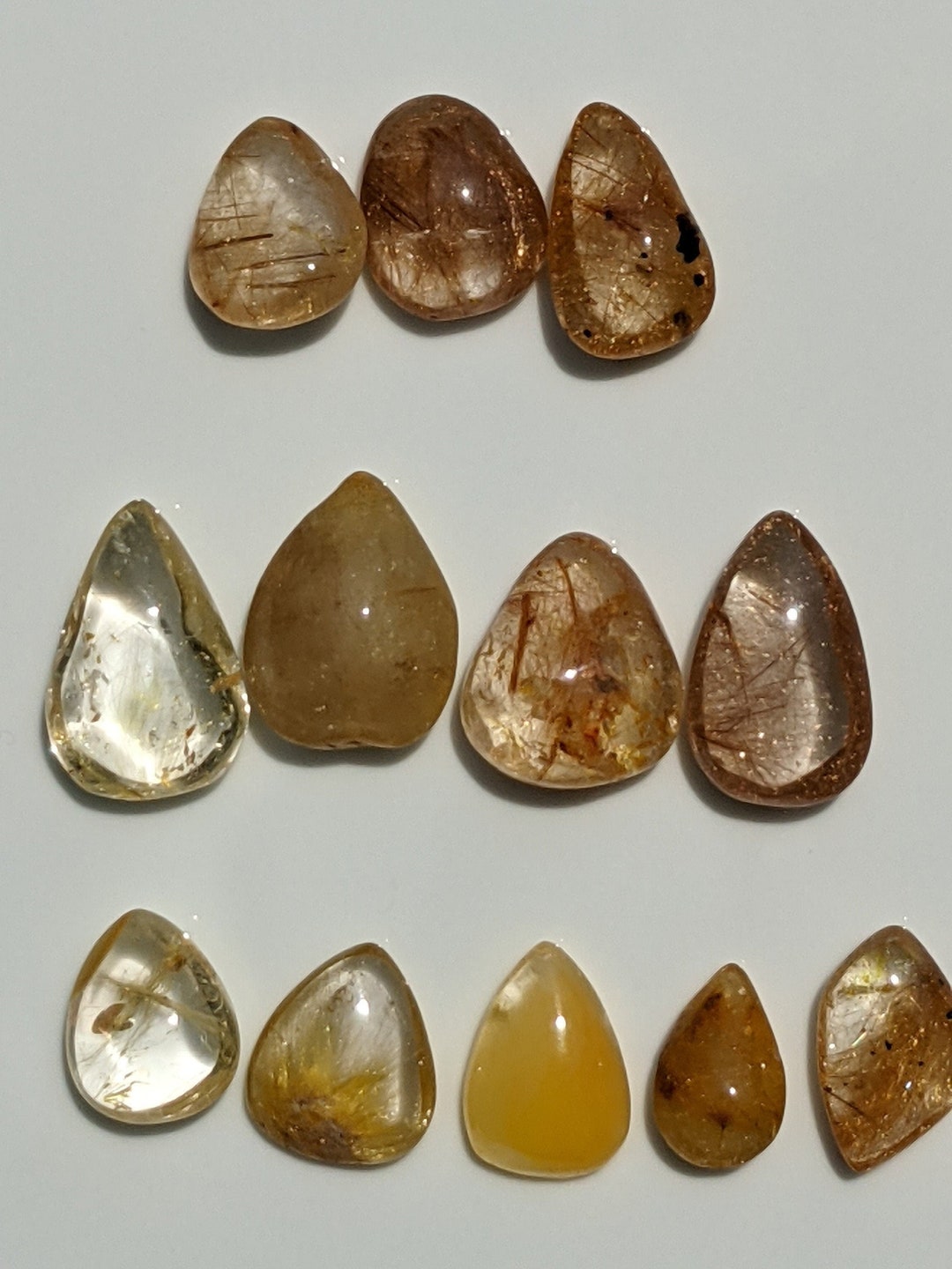 Cabochon Sets of RUTILATED QUARTZ, High-grade Golden Rutile Quartz ...