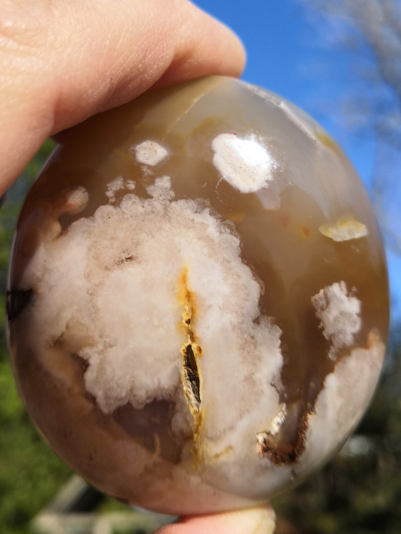 Flower Agate Palm Stone With Druzy Agate Palmstone - Etsy