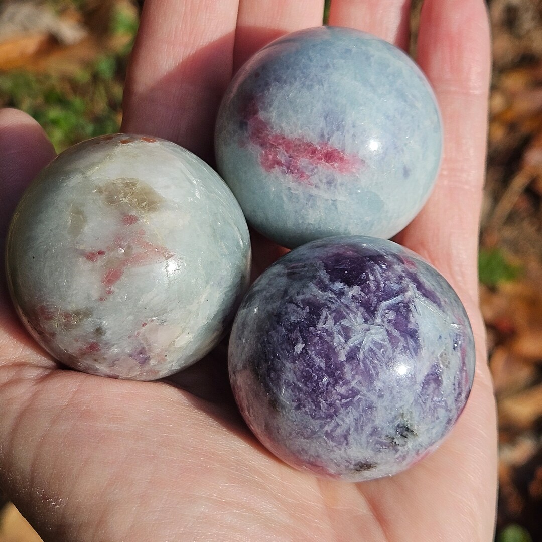 Unicorn Stone Spheres, Pegmatite Crystal Spheres Acrylic Sphere Stand ...