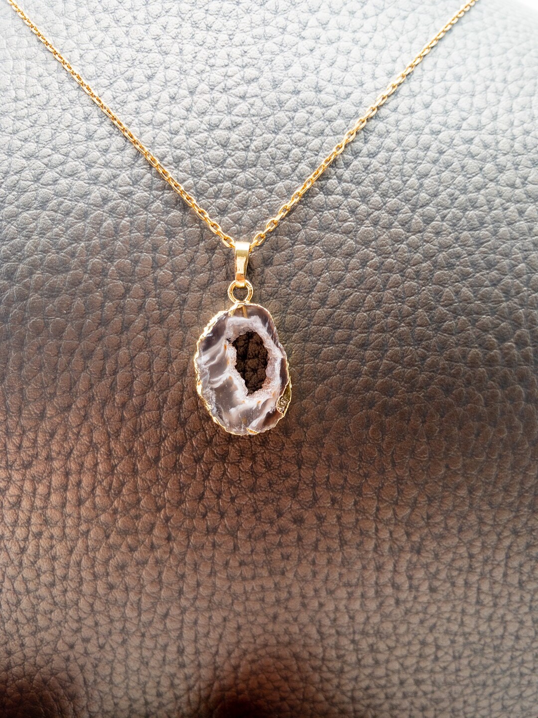 GEODE SLICE PENDANT Necklace Agate Geode Slice Necklace Druzy Slice ...