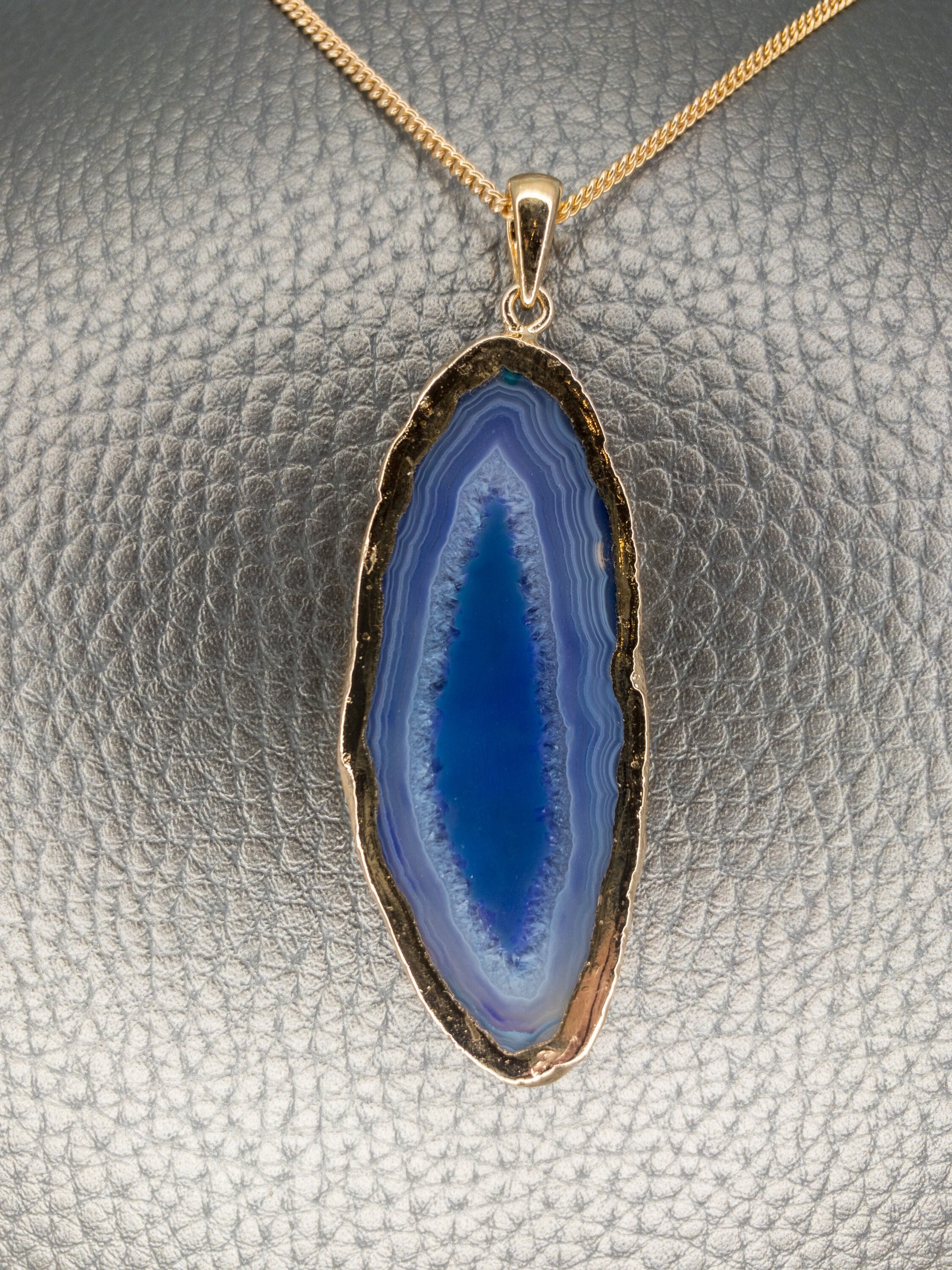 BLUE GEODE SLICE Pendant Necklace Agate Geode Slice Necklace | Etsy