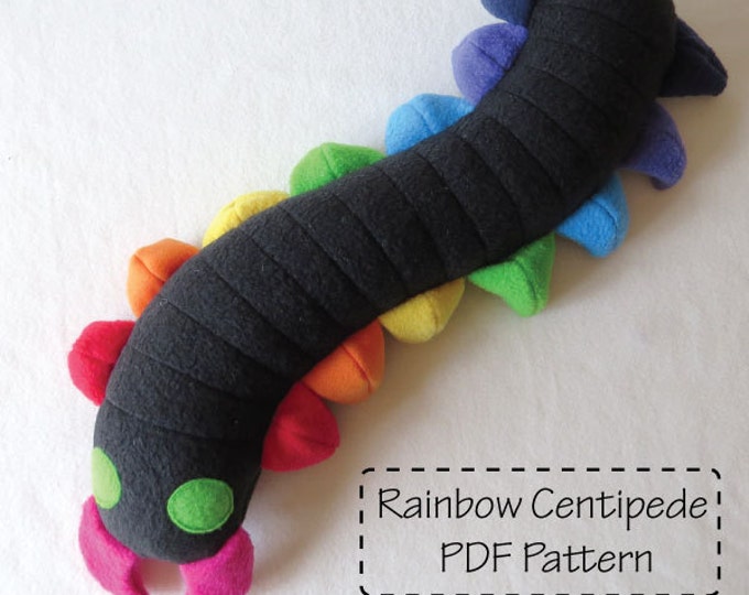 Rainbow Centipede PDF Pattern, 21" Centipede, Stuffed Animal Sewing ...