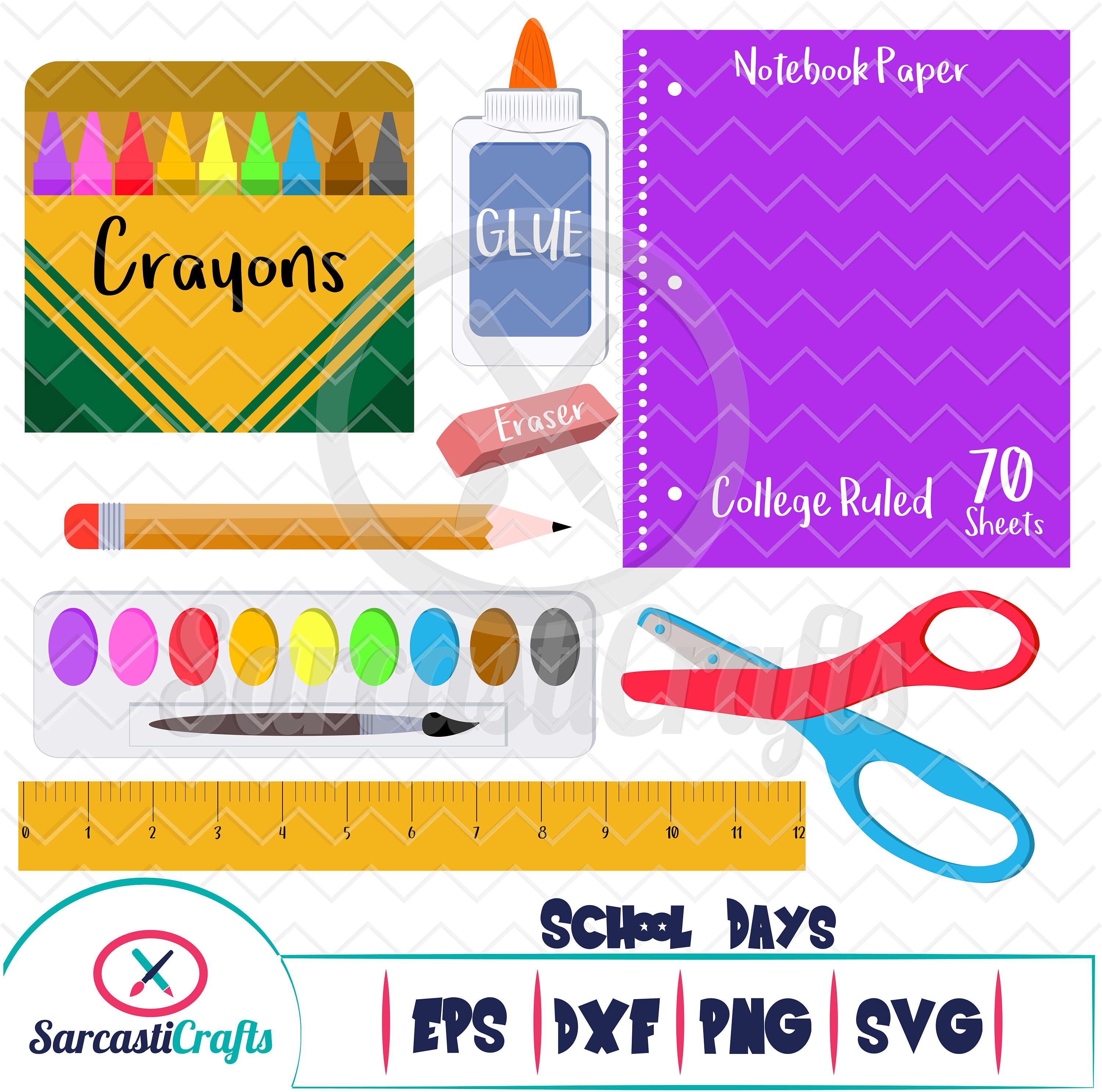 School Days School Supplies Bundle Digital Download Svg - Etsy