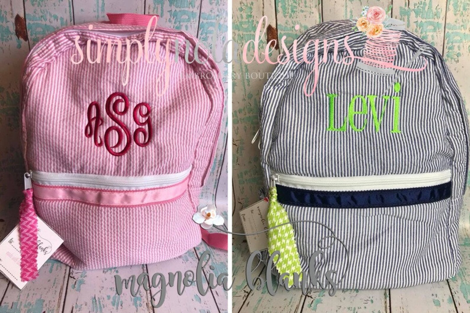 Personalized Backpack for Girls Seersucker Backpack for - Etsy