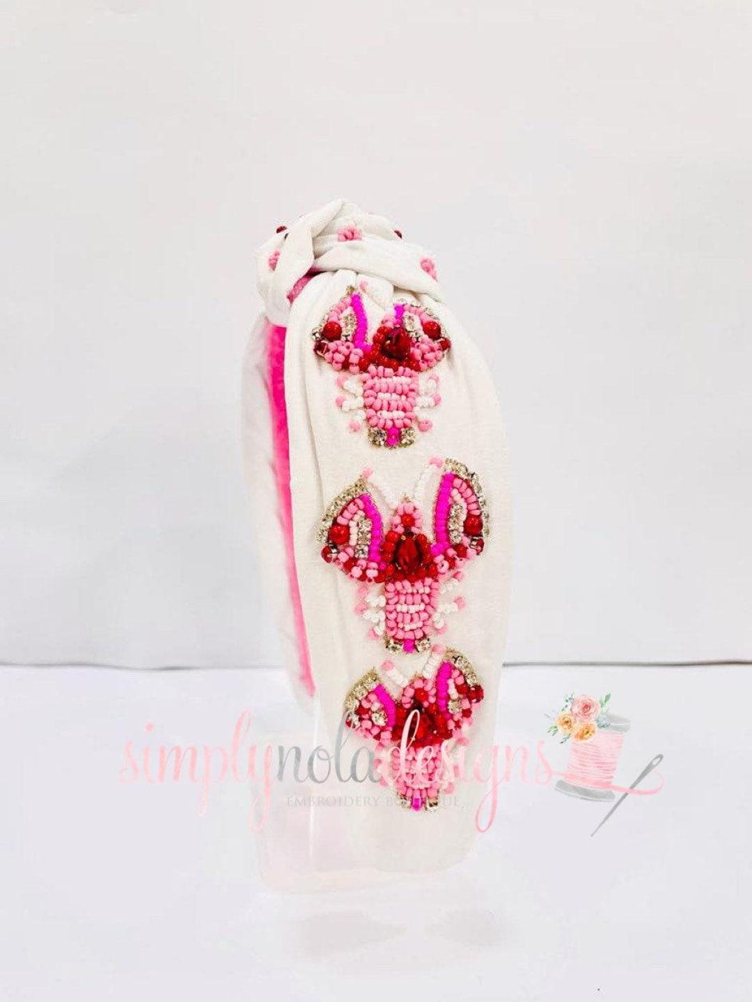 Jeweled Beaded Top Knot Headband Festive Crawfish Lobster Headband - Etsy