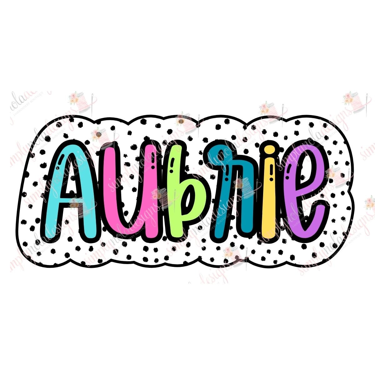 Aubrie Png-bright Name Doodle Dots Digital Download Bright Doodle Name ...
