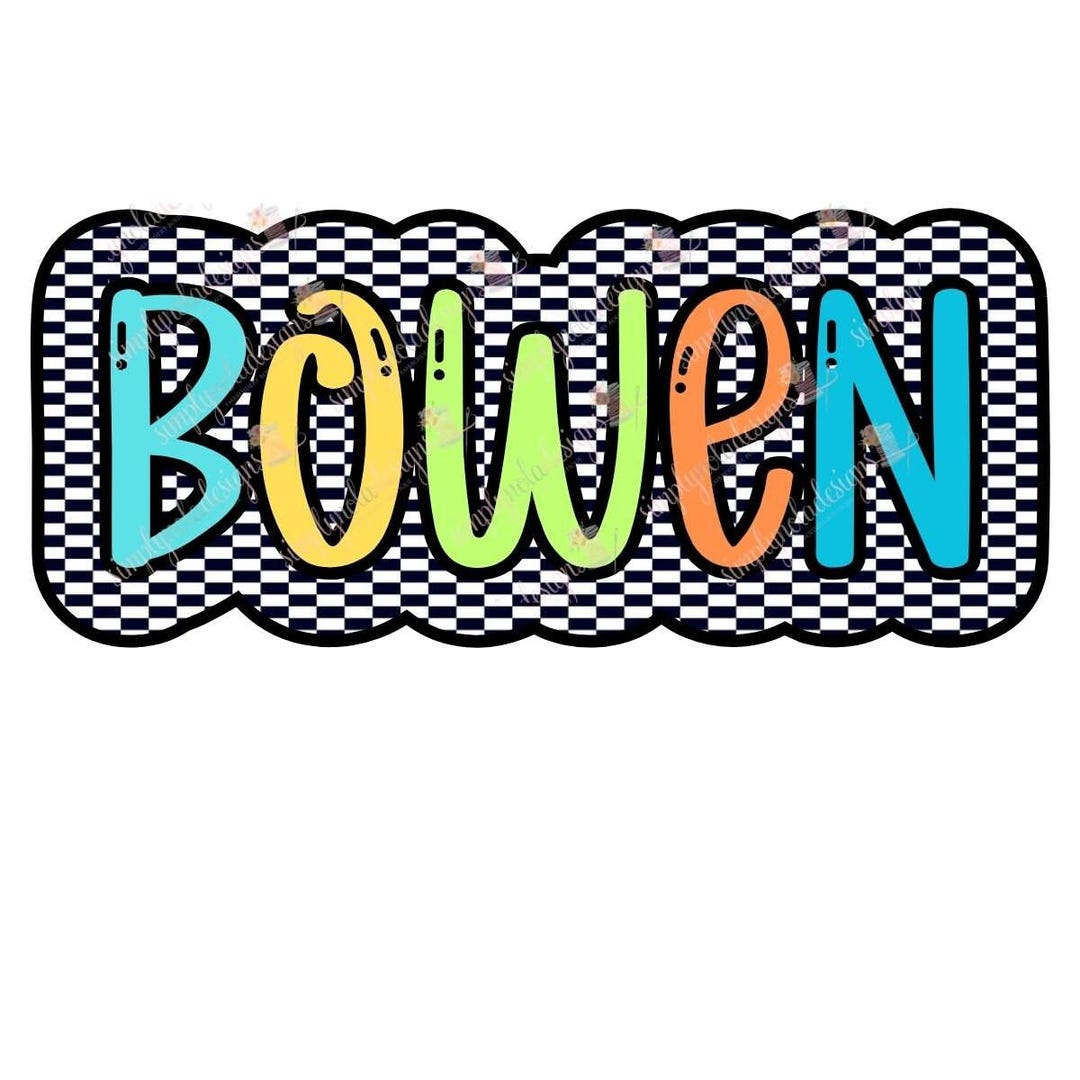Bowen Png-bright Name Doodle- Checkered Frame- Digital Download- Bright ...