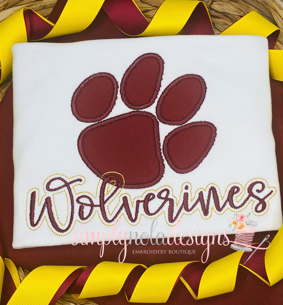 Wolverines Mascot Paw Applique Shirt: School Spirit Game Day - Etsy