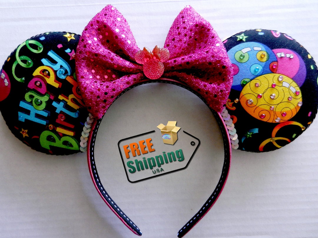 Happy Birthday Mouse Ears the Original Hand Embelished With Rhinestones ...