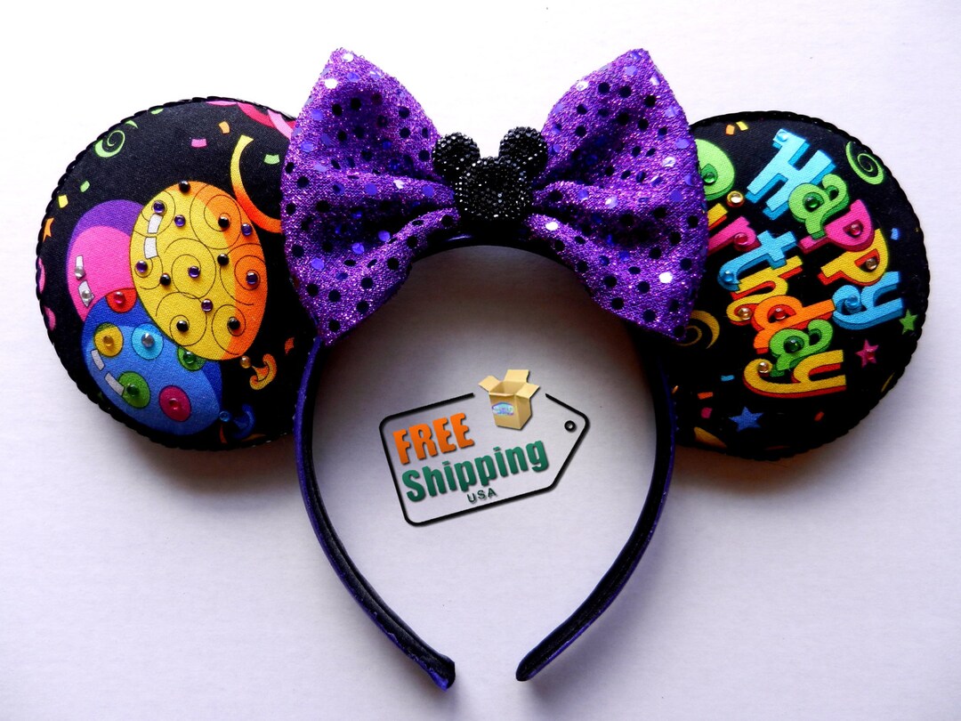 Happy Birthday Mouse Ears the Original Hand Embelished With Rhinestones ...