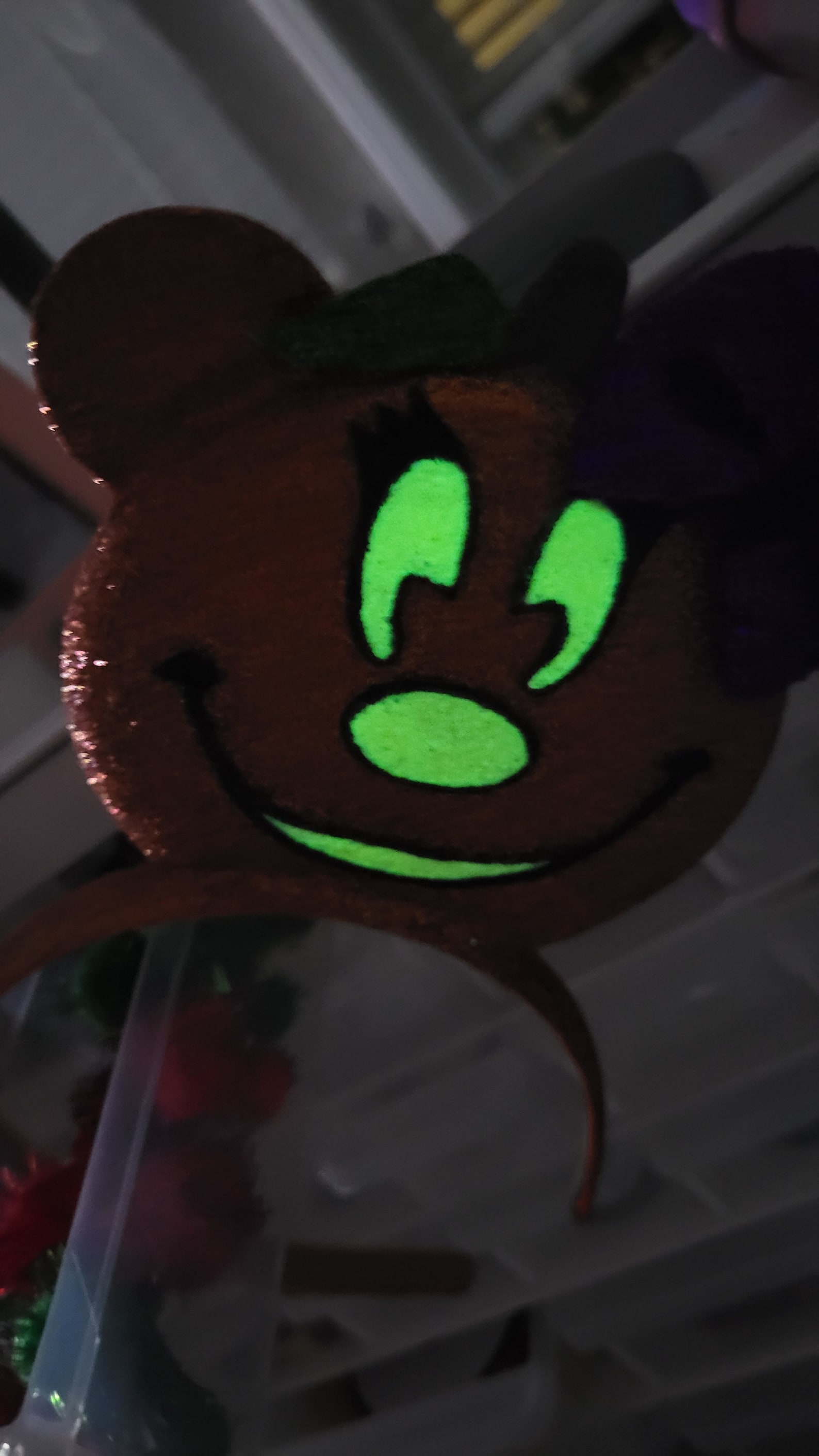 Halloween Mickey & Minnie glow in the Dark Glitter Mouse - Etsy