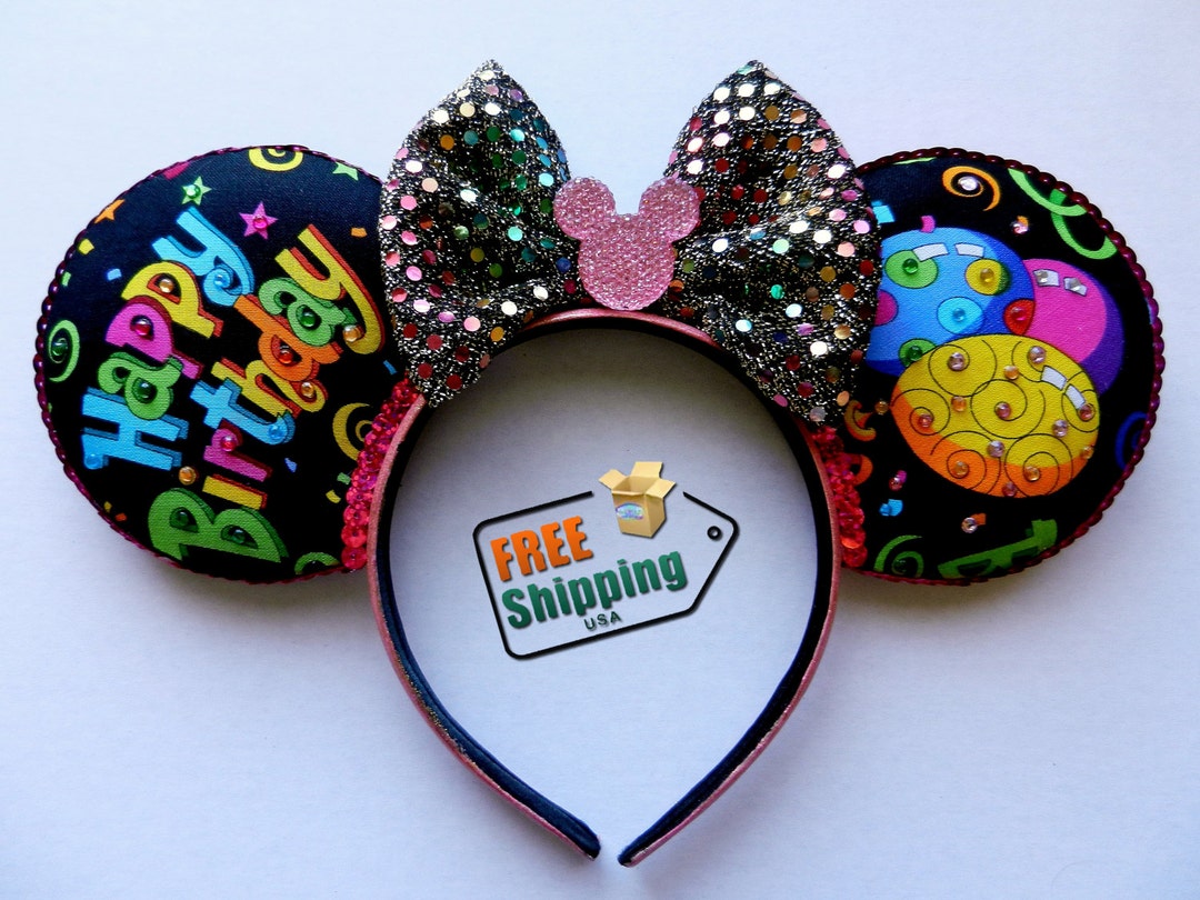 Happy Birthday Mouse Ears the Original Hand Embelished With Rhinestones ...