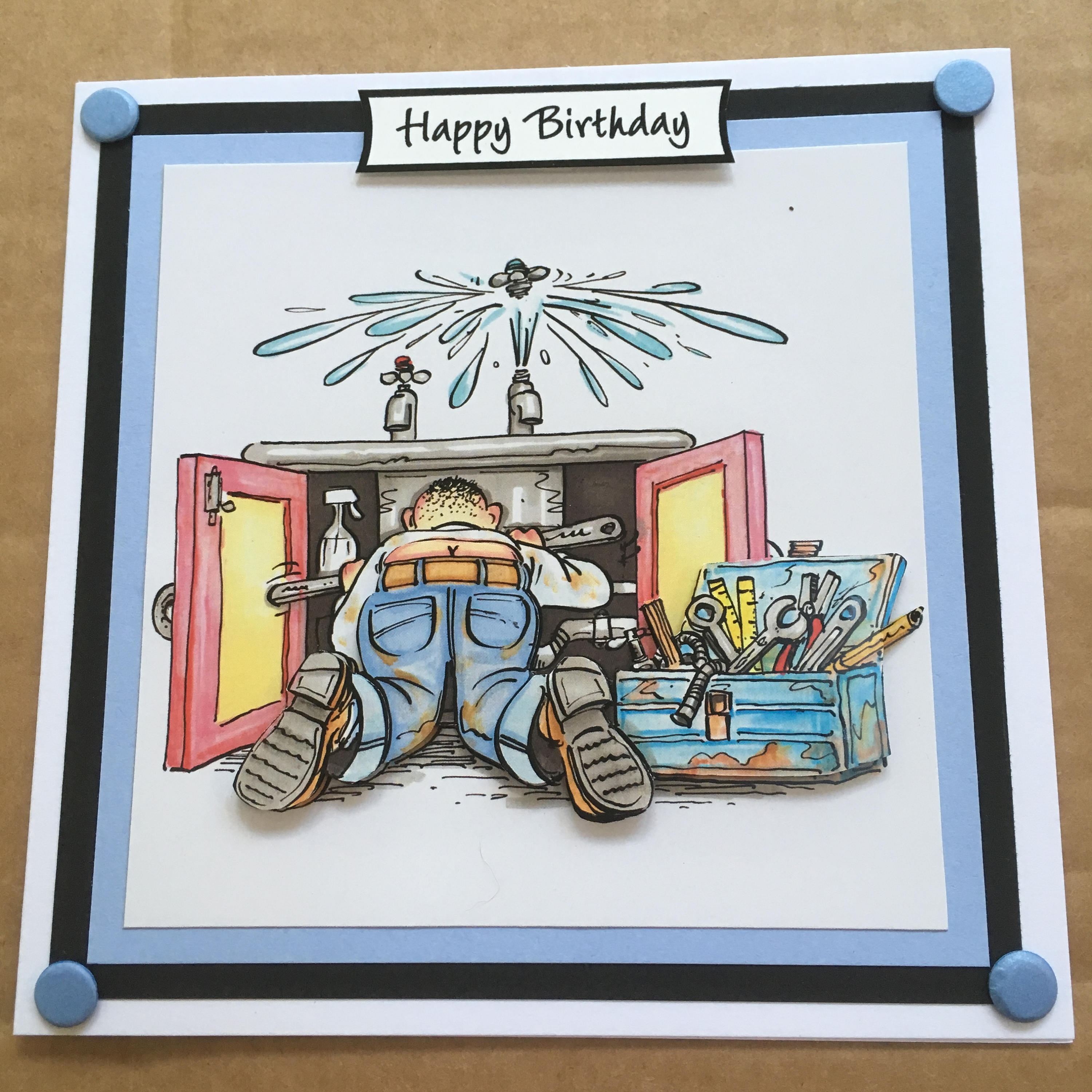 Handmade Happy Birthday 3D Decoupage Plumber DIY Card | Etsy