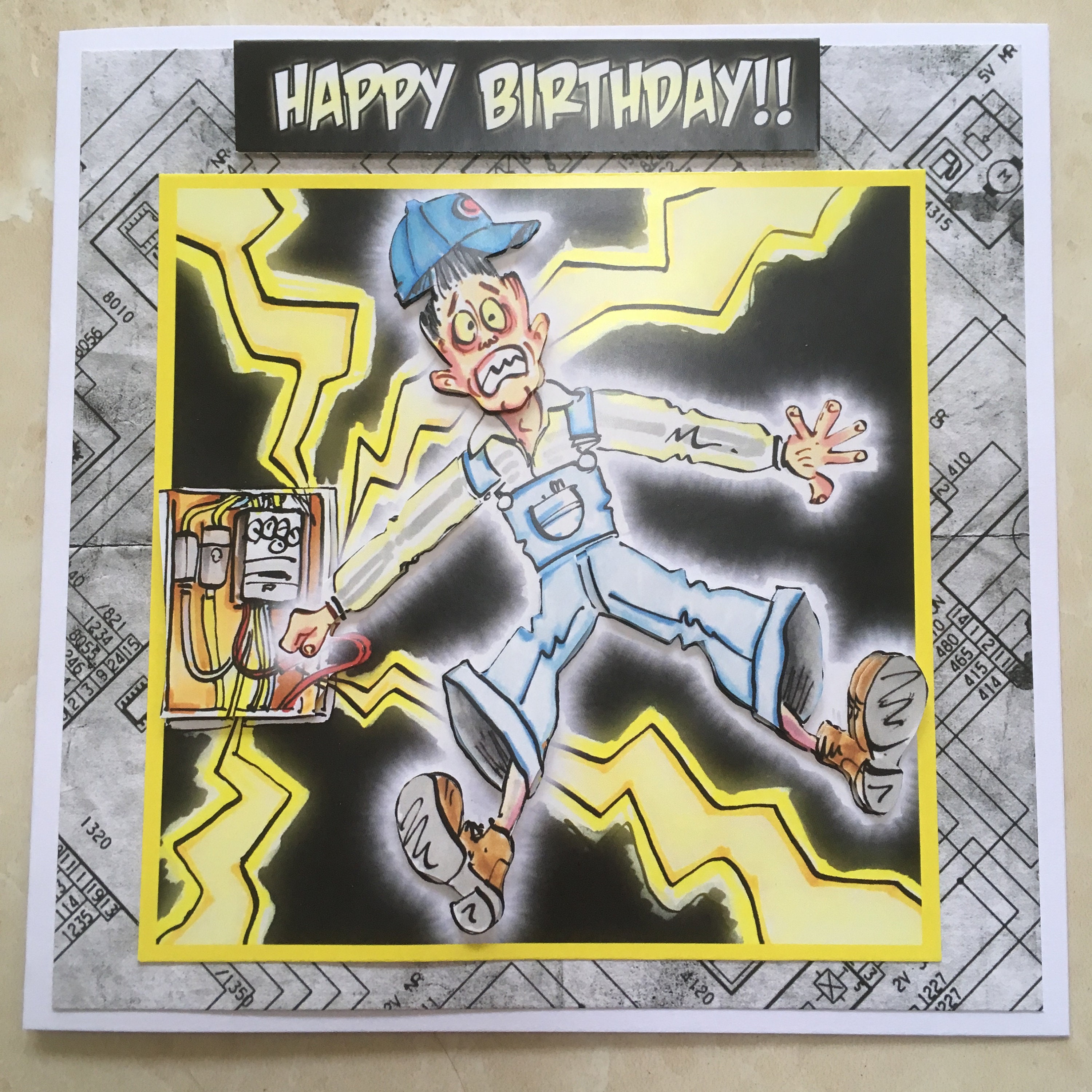 Handmade Happy Birthday 3D Decoupage Electrician Sparkie DIY - Etsy