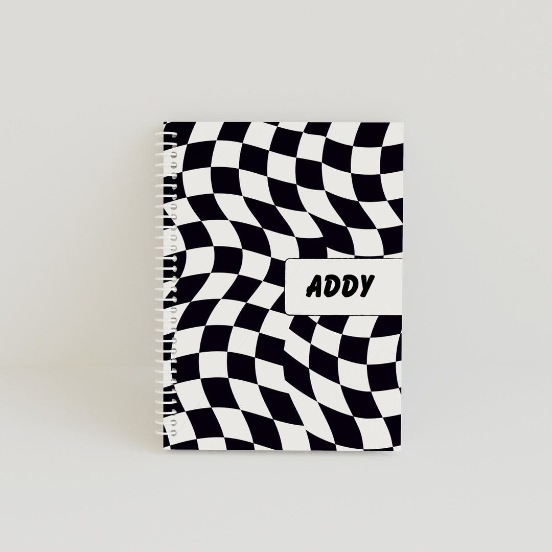 Personalized Checkerboard Spiral Notebook | Personalized Journal | Gift ...