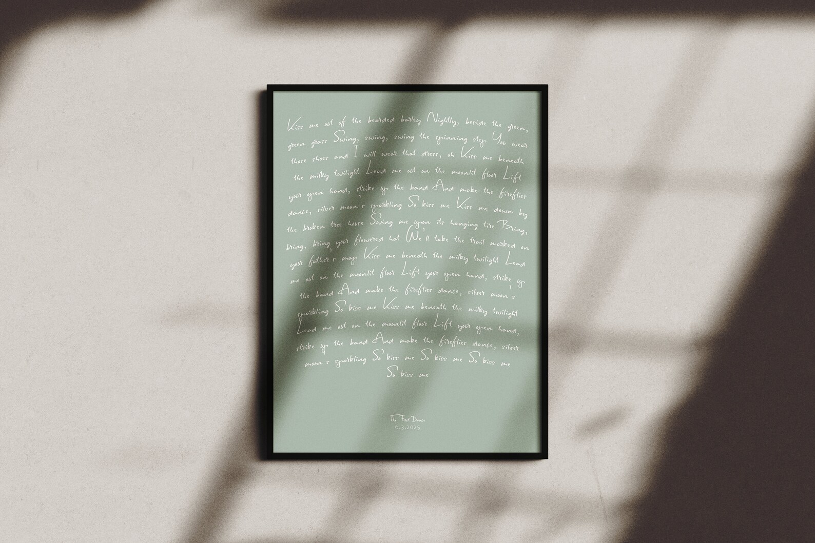 Handwritten Song Lyrics Personalized Poster | Wall Art | Song | Couples ...