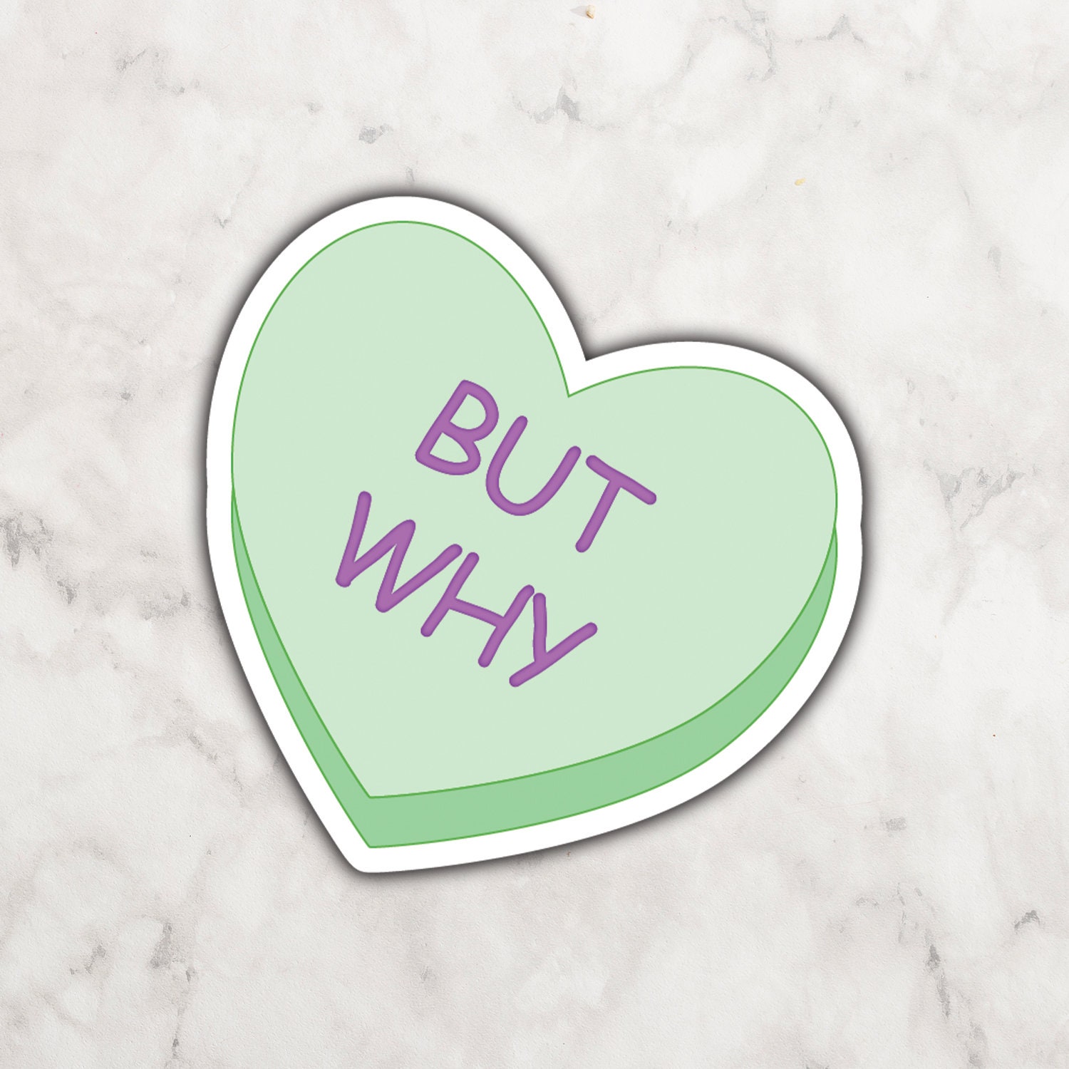 But Why Green Candy Heart Vinyl Sticker Heart Shaped Sticker Sticker ...